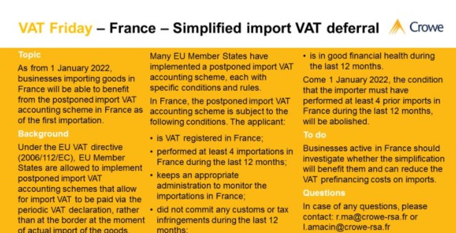 Simplified import VAT Deferral as of Jan 1, 2022 – VATupdate