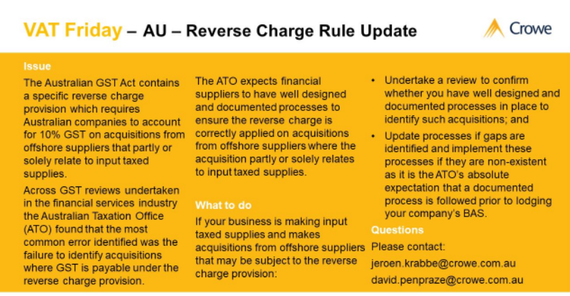 Reverse Charge rule update – VATupdate