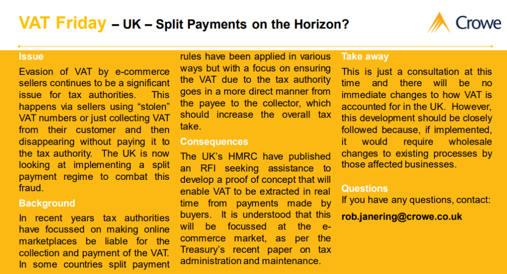 Split payments on the horizon? – VATupdate